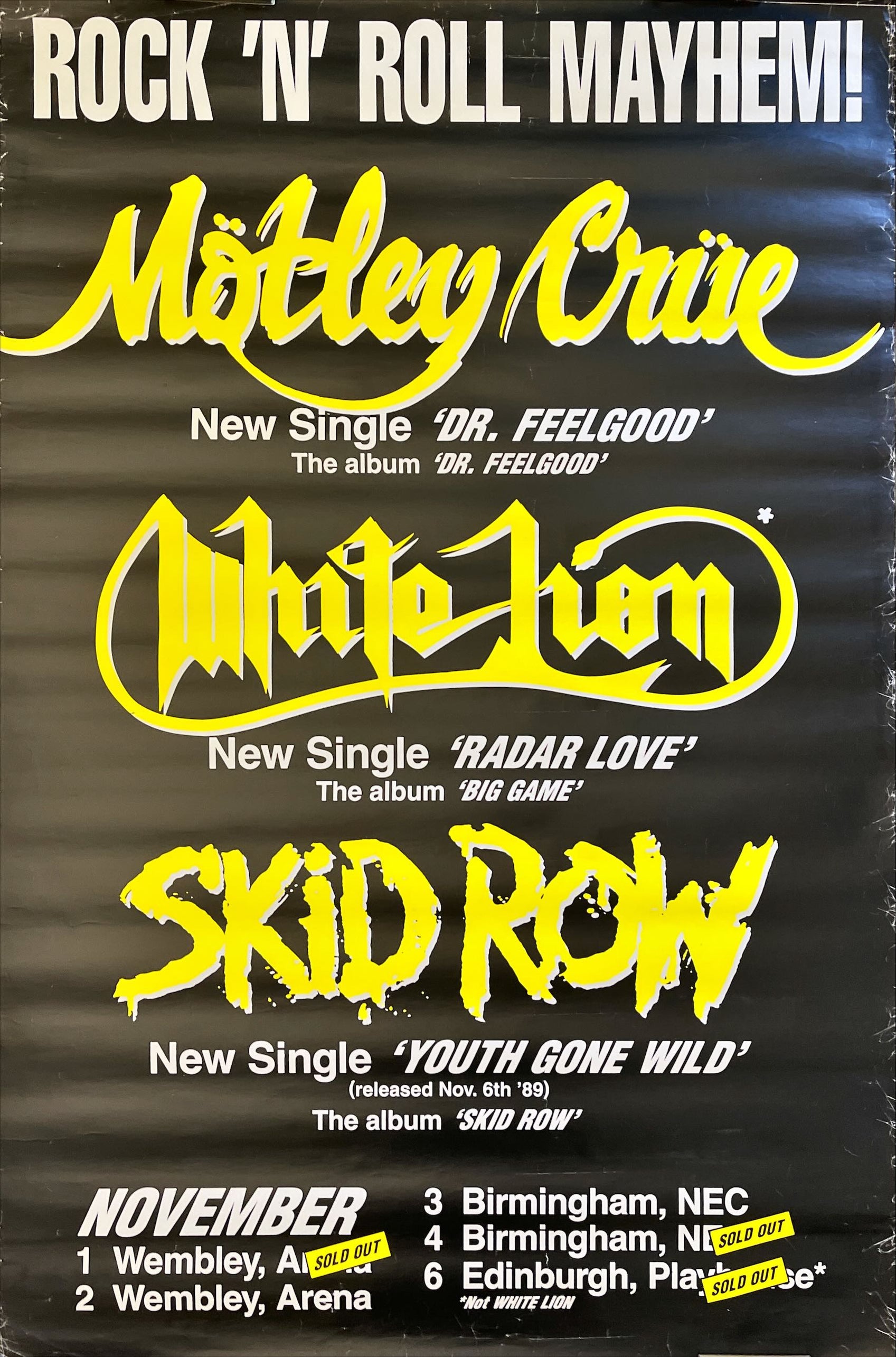 Rock N Roll Mayhem - Mötley Crüe / White Lion / Skid Row (Vintage Post ...
